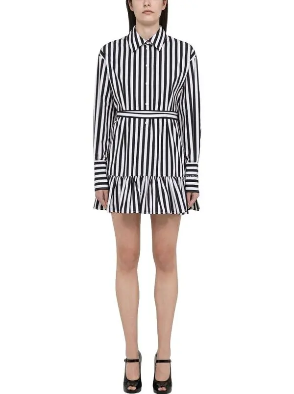 Patou Striped Mini Chemisier Dress - ["black"/ "white"]